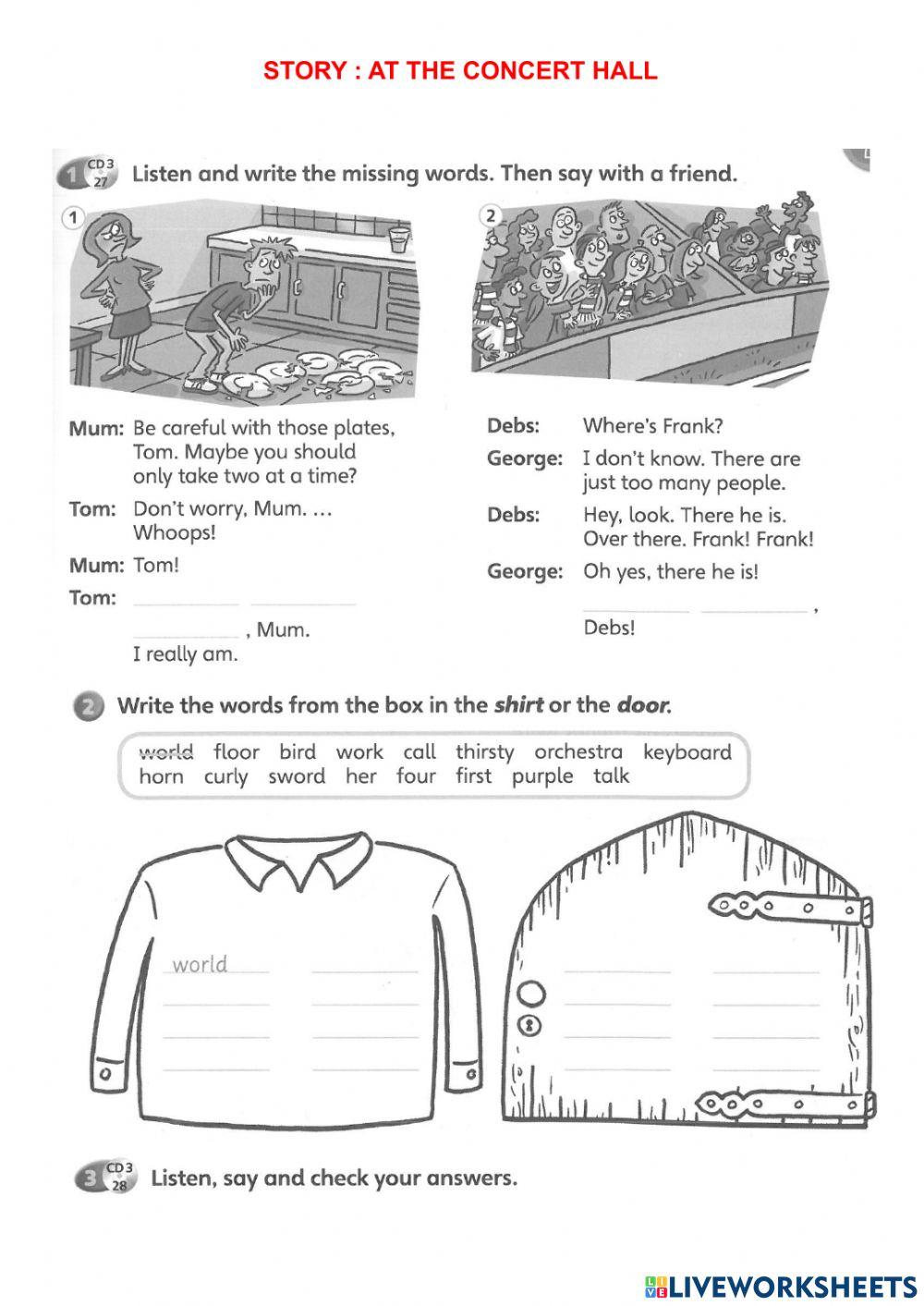Unit 7: Story - At the concert hall online exercise for | Live Worksheets