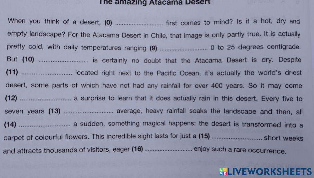 Gapped text online activity for wer | Live Worksheets