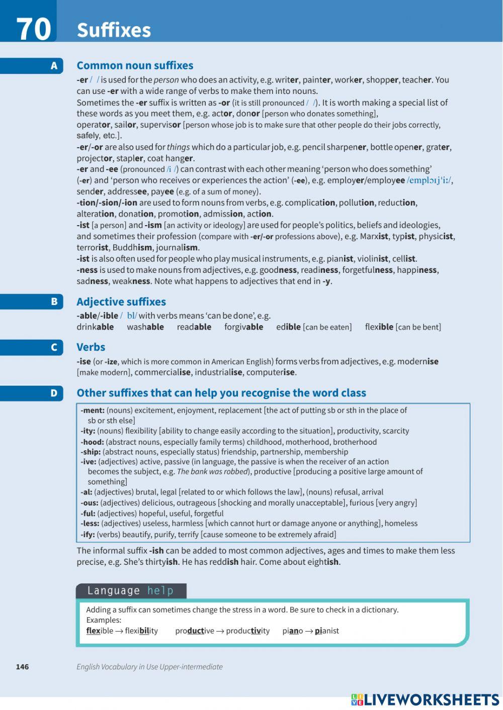 suffixes online exercise for | Live Worksheets