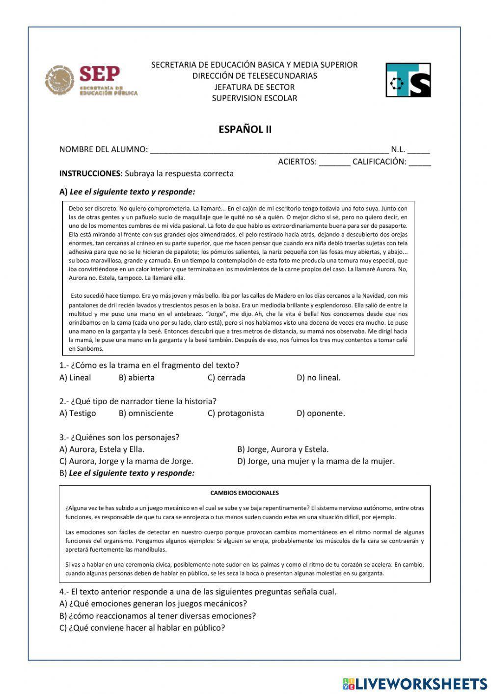 Español | Free Interactive Worksheets | 2217014