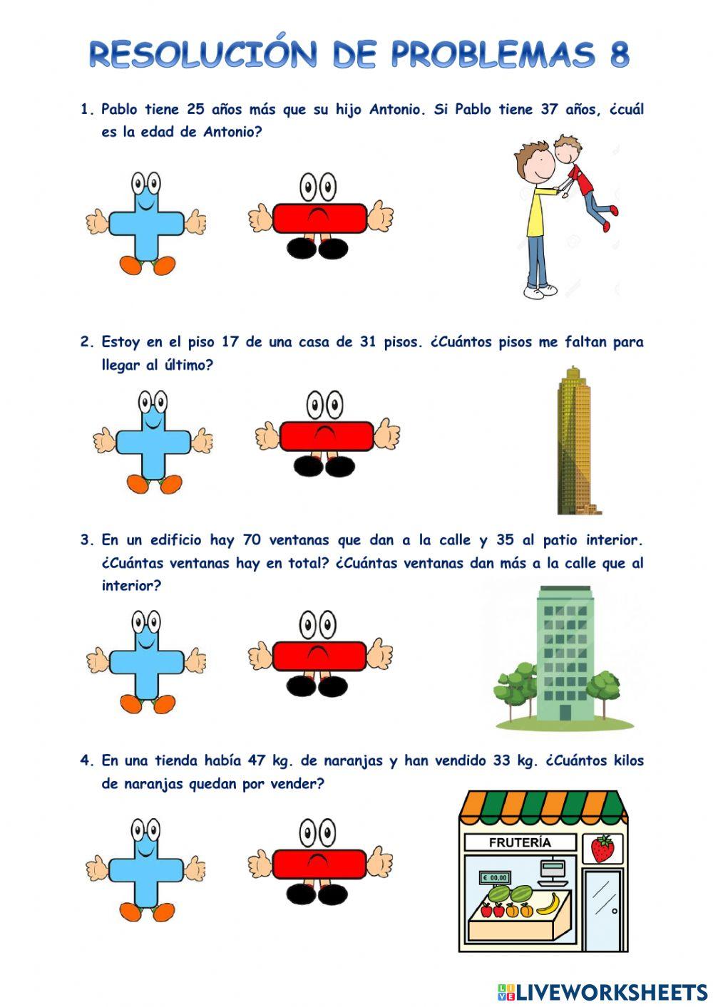 Resolución de problemas 8 activity | Live Worksheets