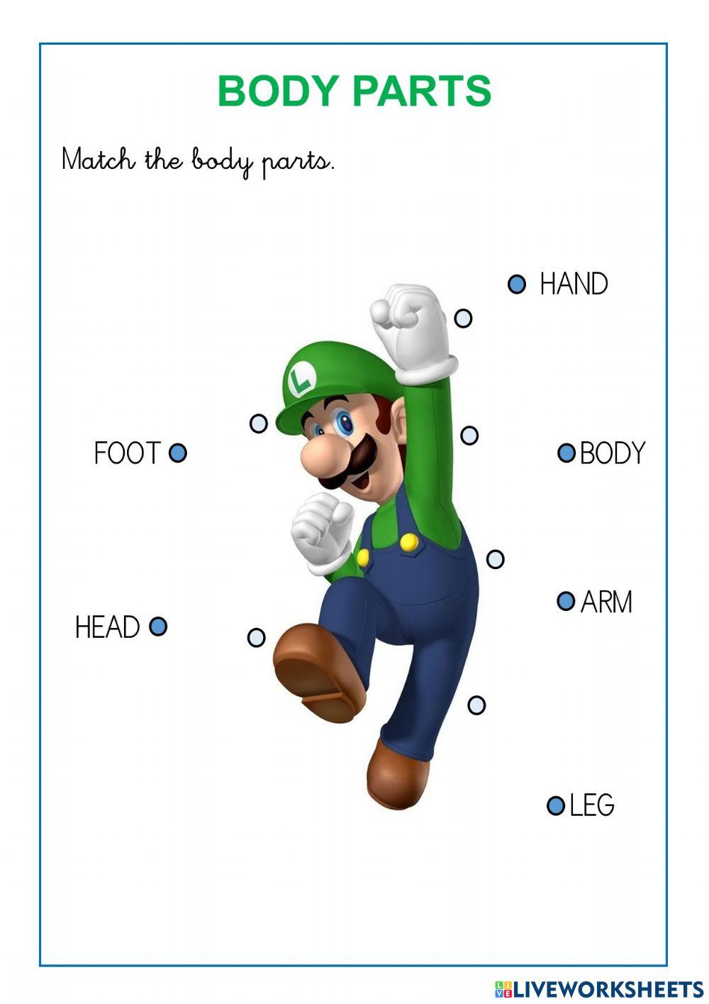 Body parts online exercise for GRADE 1 | Live Worksheets
