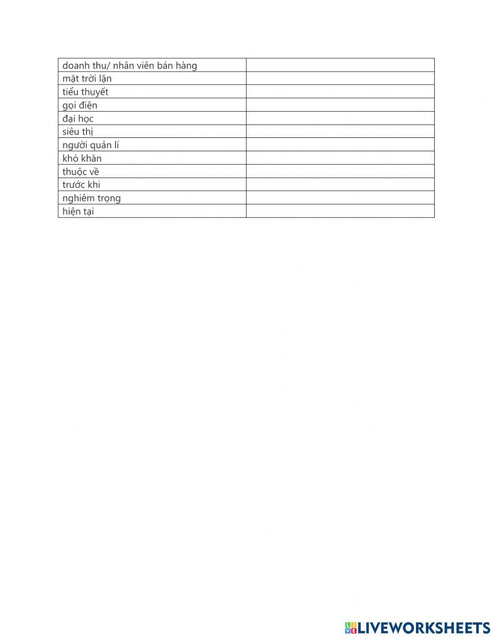 Vocabulary check English as a Second Language (ESL) exercise | Live ...