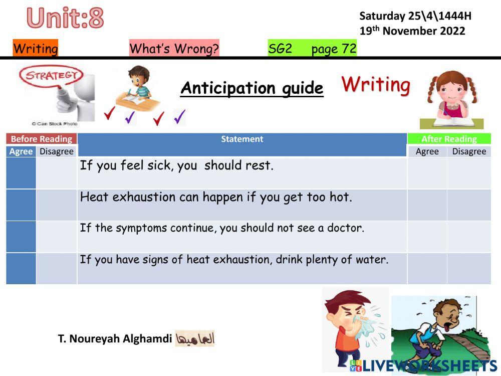 2217334 | SG2 U8 Writing heat exhaustion feel sick p72