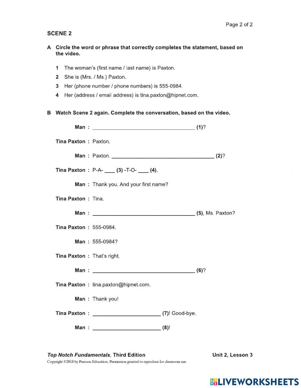 CONVERSATION ACTIVATOR UNIT 3 online exercise for | Live Worksheets