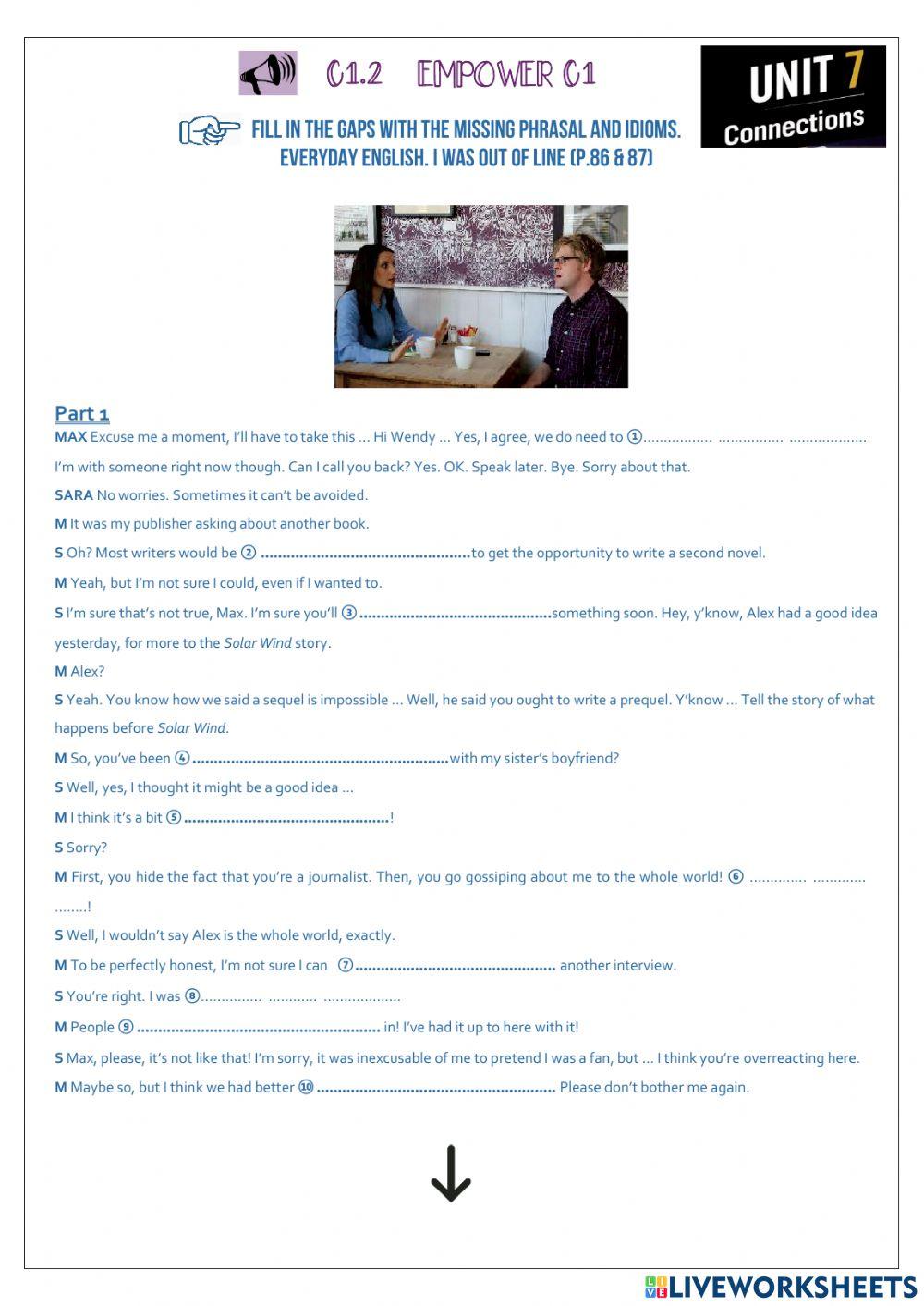 Everyday English. Phrasals & idioms interactive worksheet | Live Worksheets