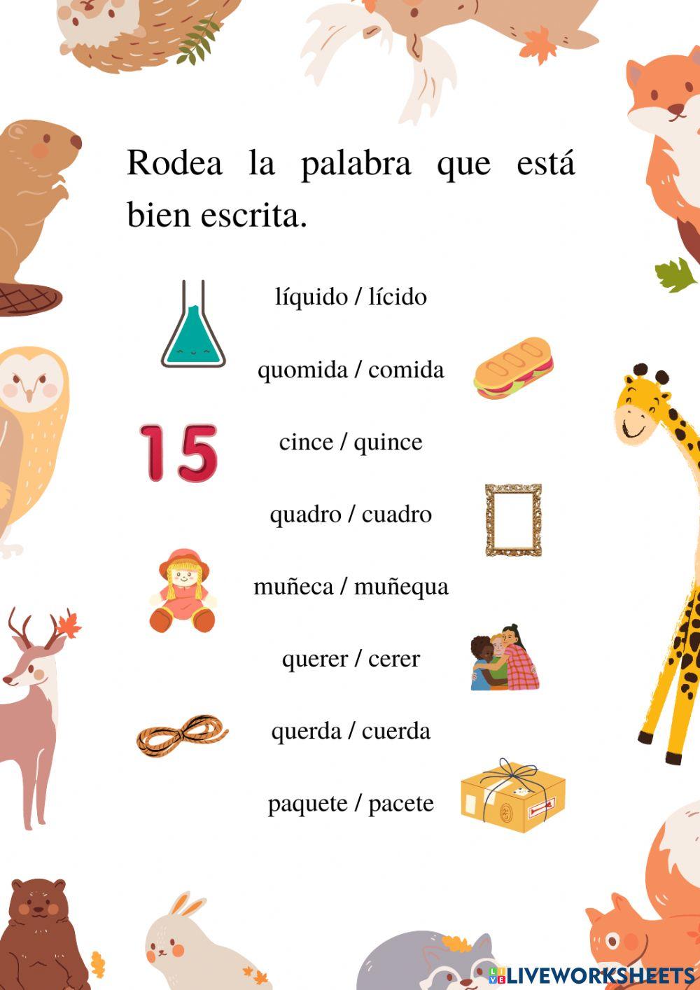Palabras con c … | Free Interactive Worksheets | 2217617