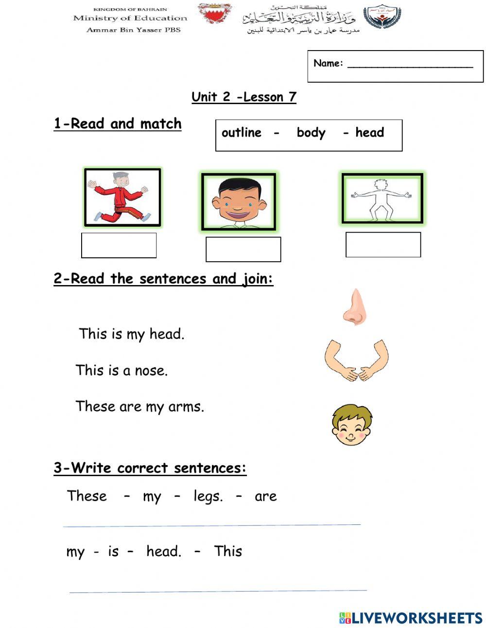 Unit 2 - This is my nose. online exercise for | Live Worksheets