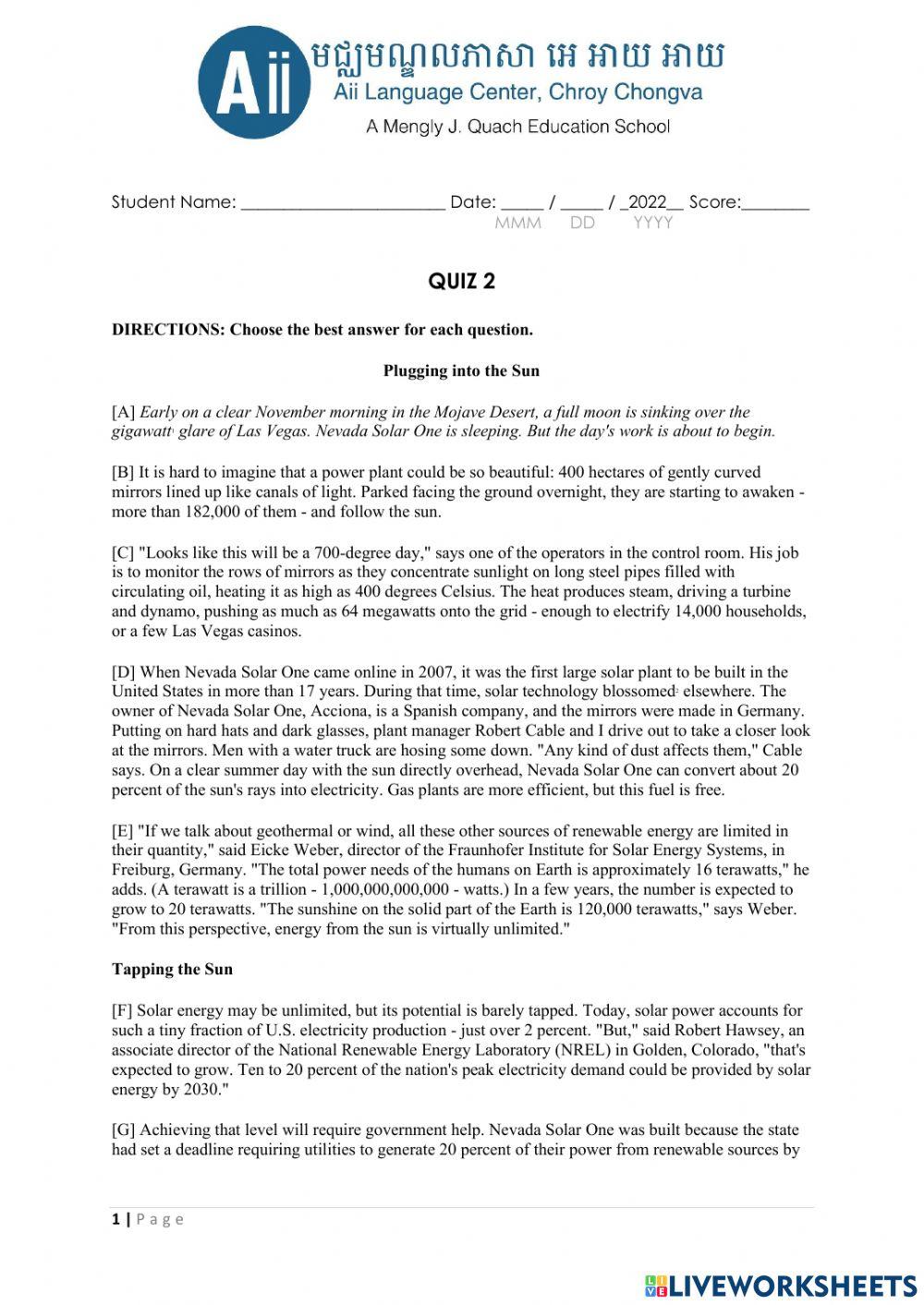 Gep 11b quiz 2 worksheet | Live Worksheets