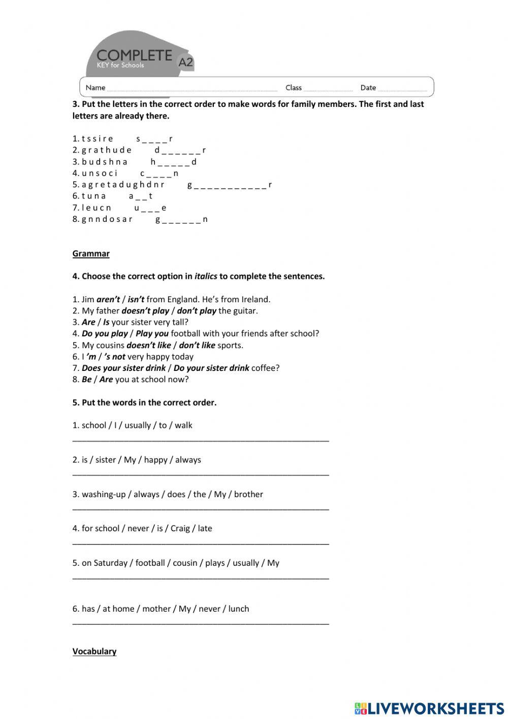 Ket - Units 1-2 | Free Interactive Worksheets | 2198084