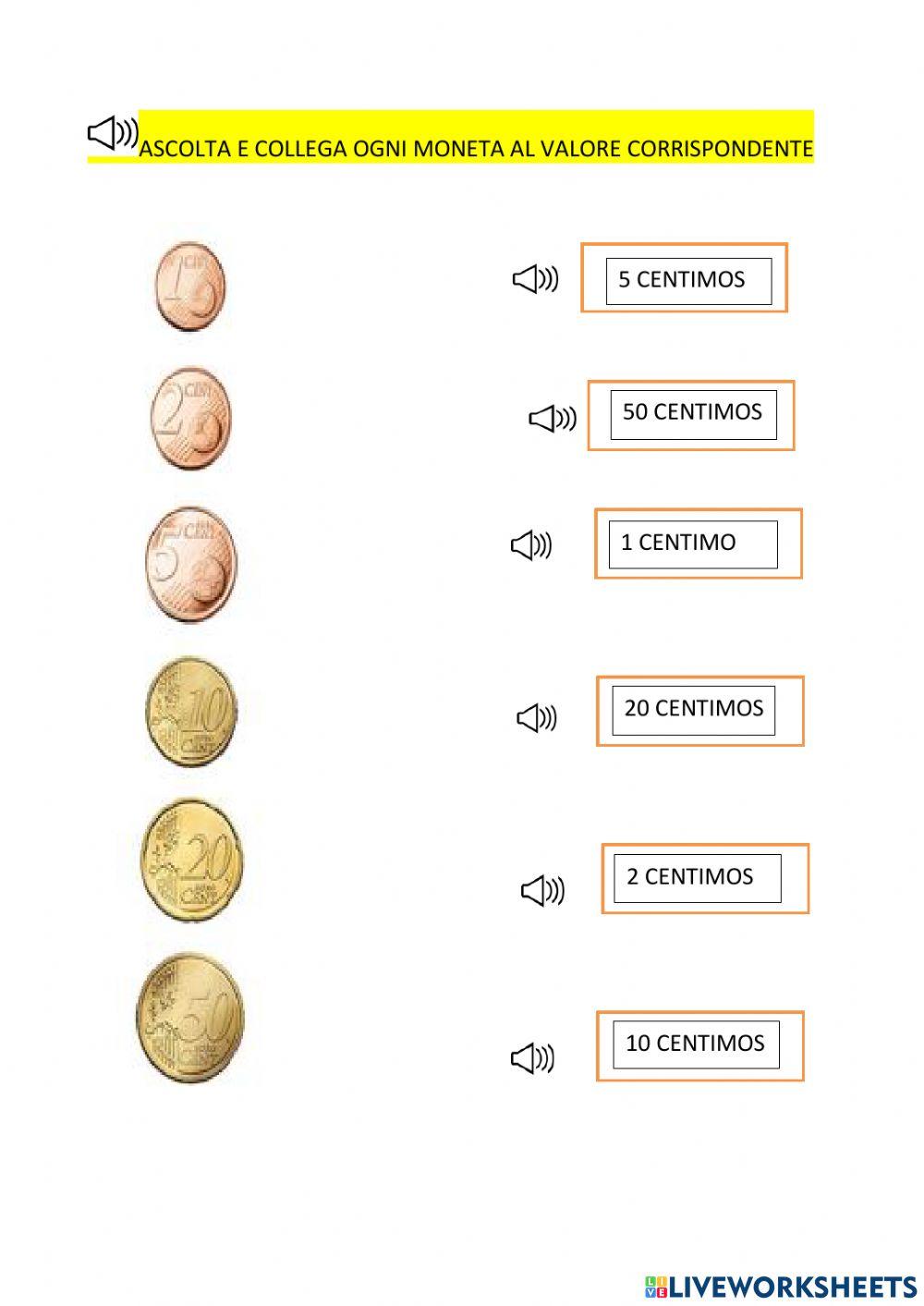 Moneta euro interactive worksheet | Live Worksheets