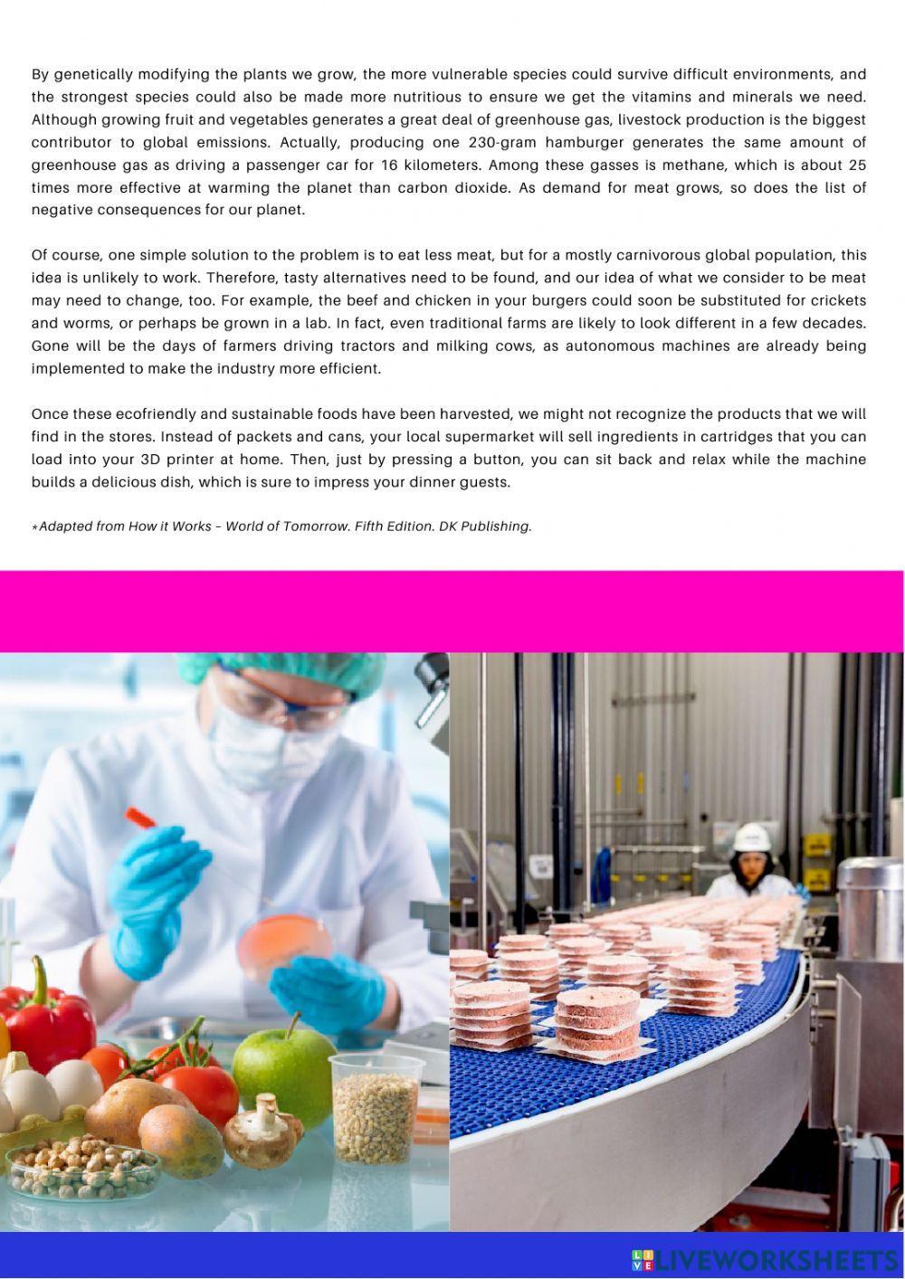 2198796 | Level 4 Unit 5 Reading 1 The future of food