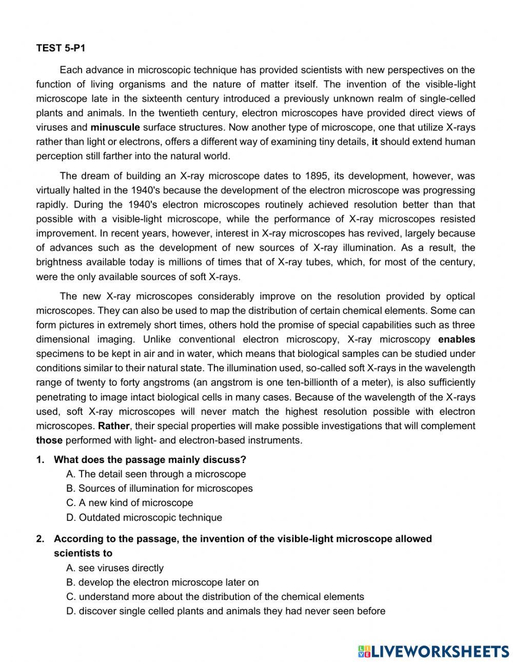 READING-TEST 5-P1 2882643 | PHUNGDUONG | LiveWorksheets