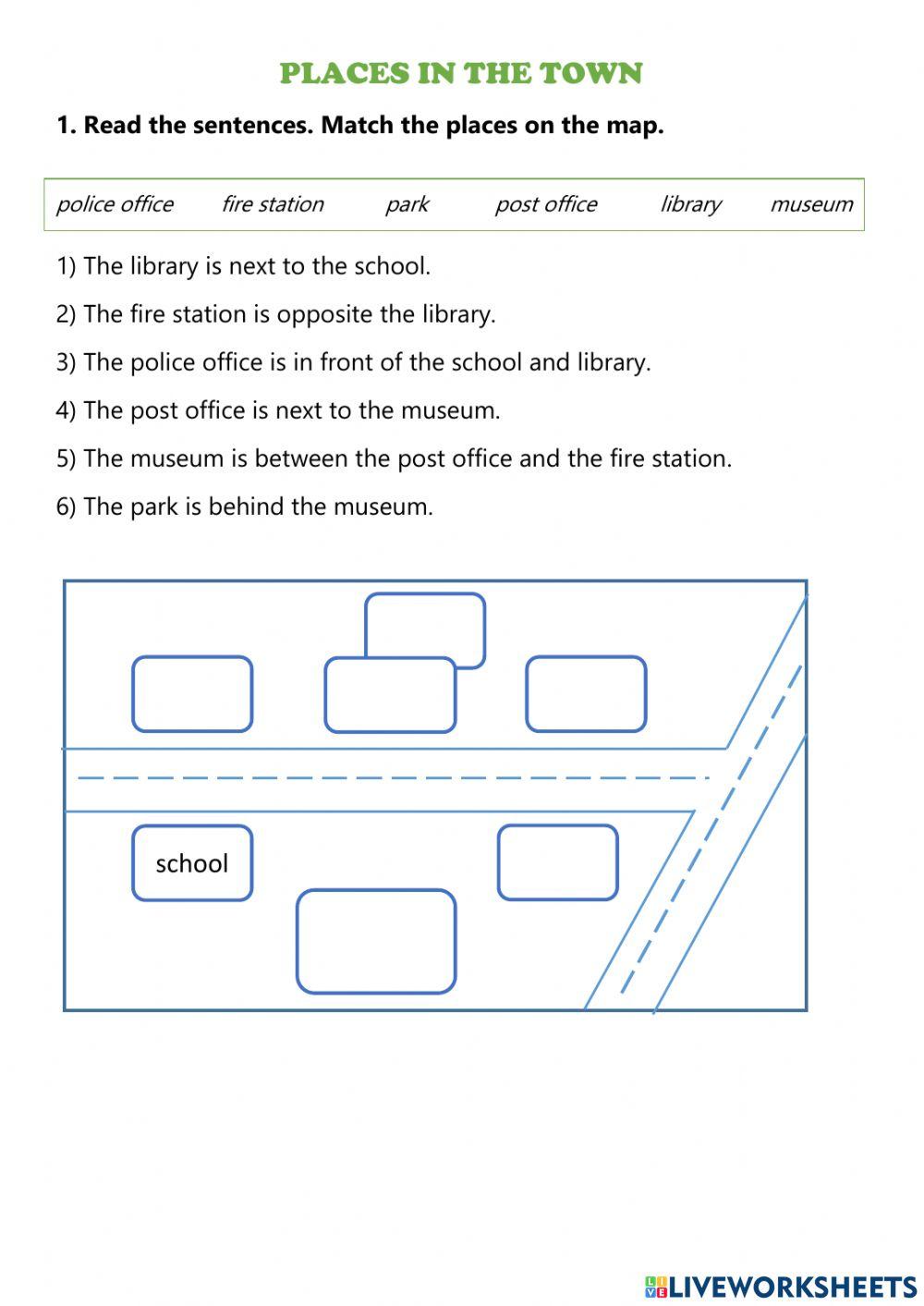 Places in town part 1 worksheet | Live Worksheets