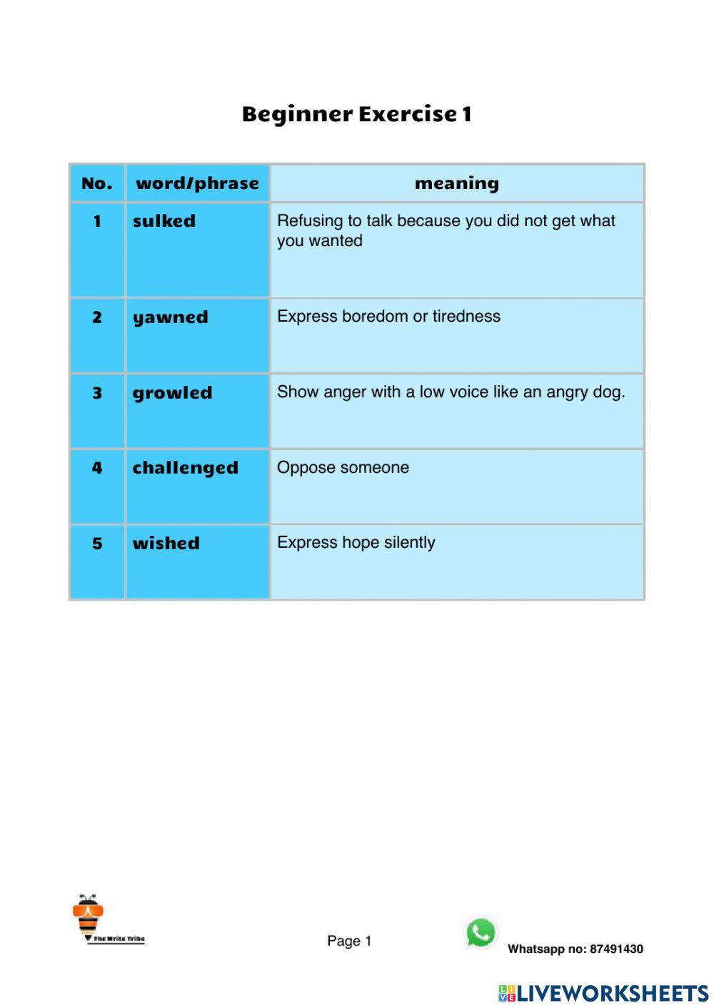 Ultimate Speech Tags Beginner Exercise 1 worksheet | Live Worksheets