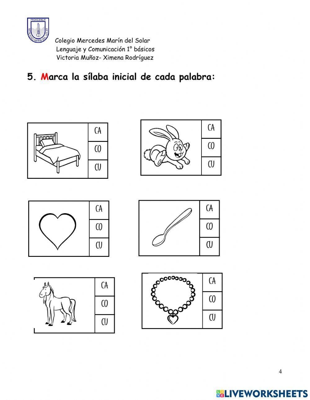 Ficha de silaba worksheet | Live Worksheets