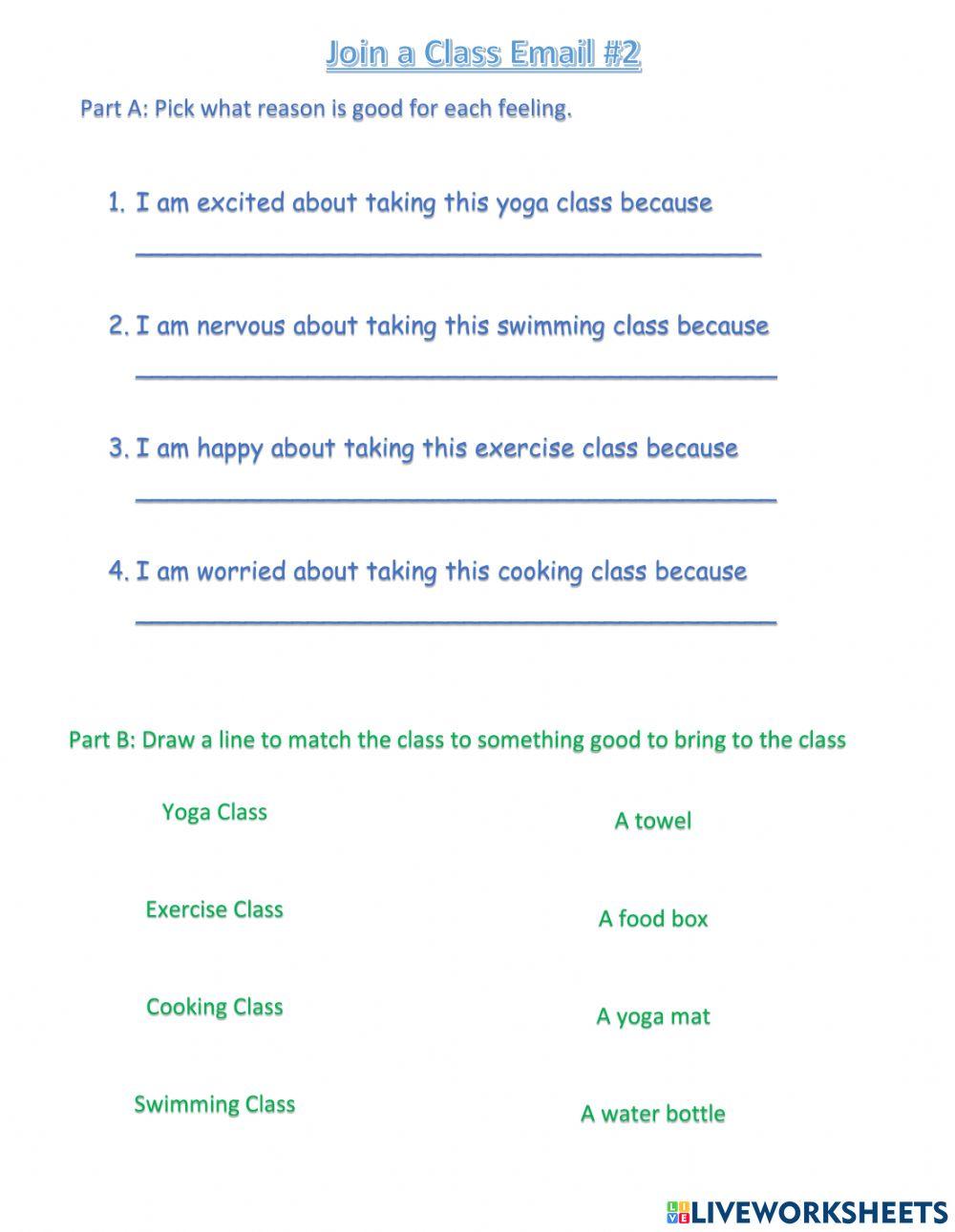 Jon a Class email 2 worksheet | Live Worksheets