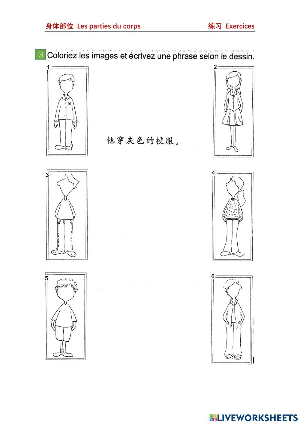 mon corps ex worksheet | Live Worksheets