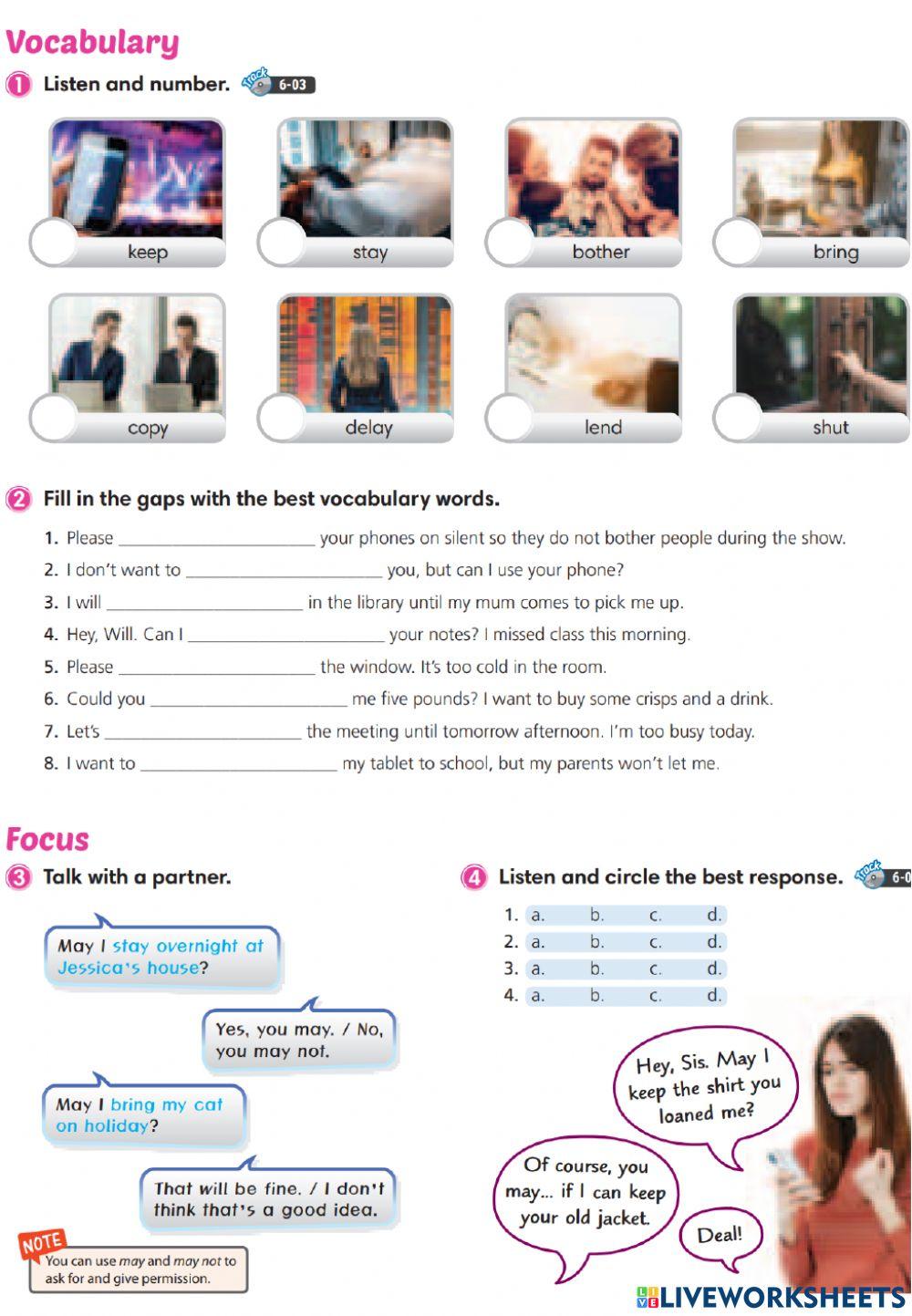 M3 Unit 6 B Speaking worksheet | Live Worksheets