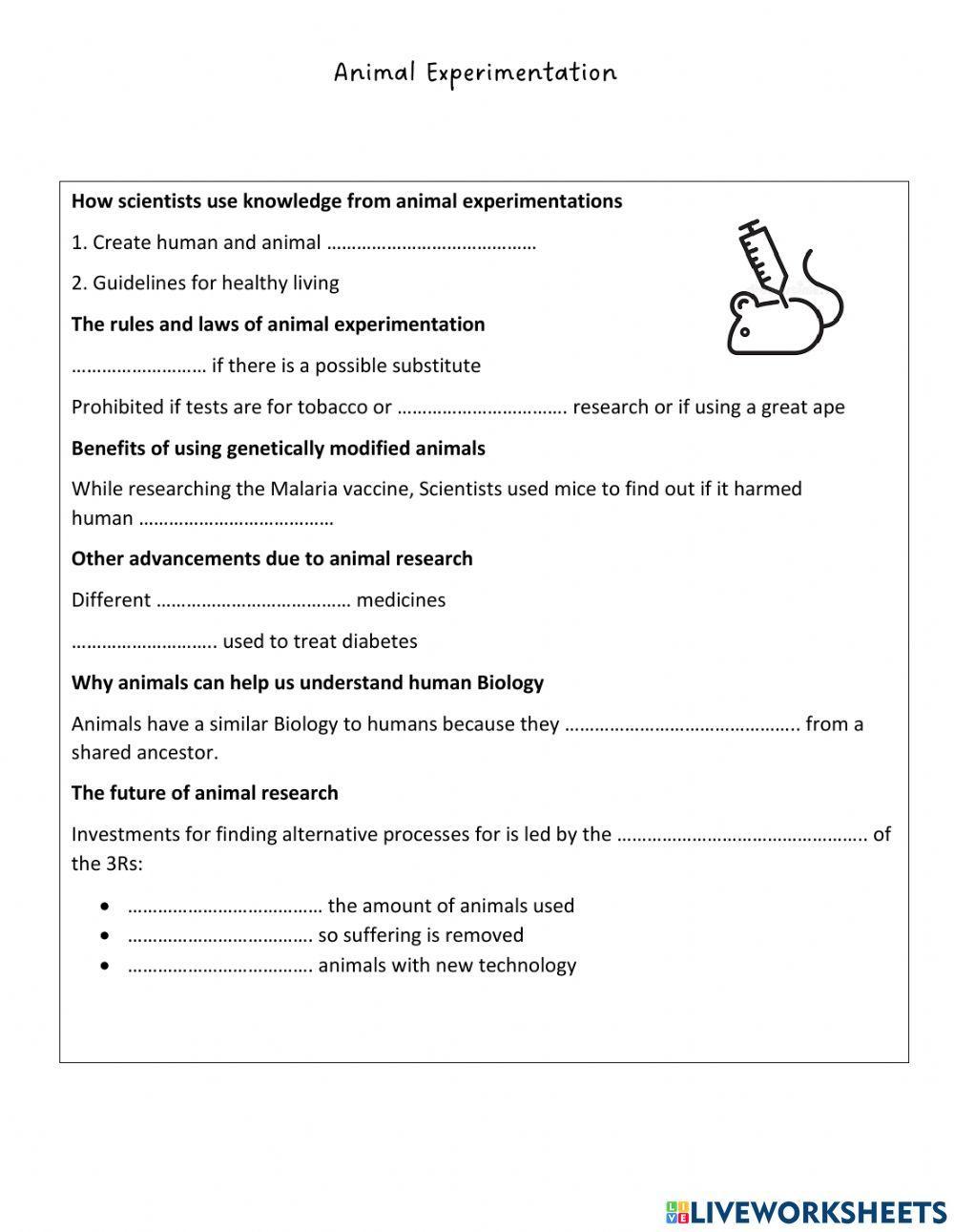 Animal Experime… | Free Interactive Worksheets | 2220133