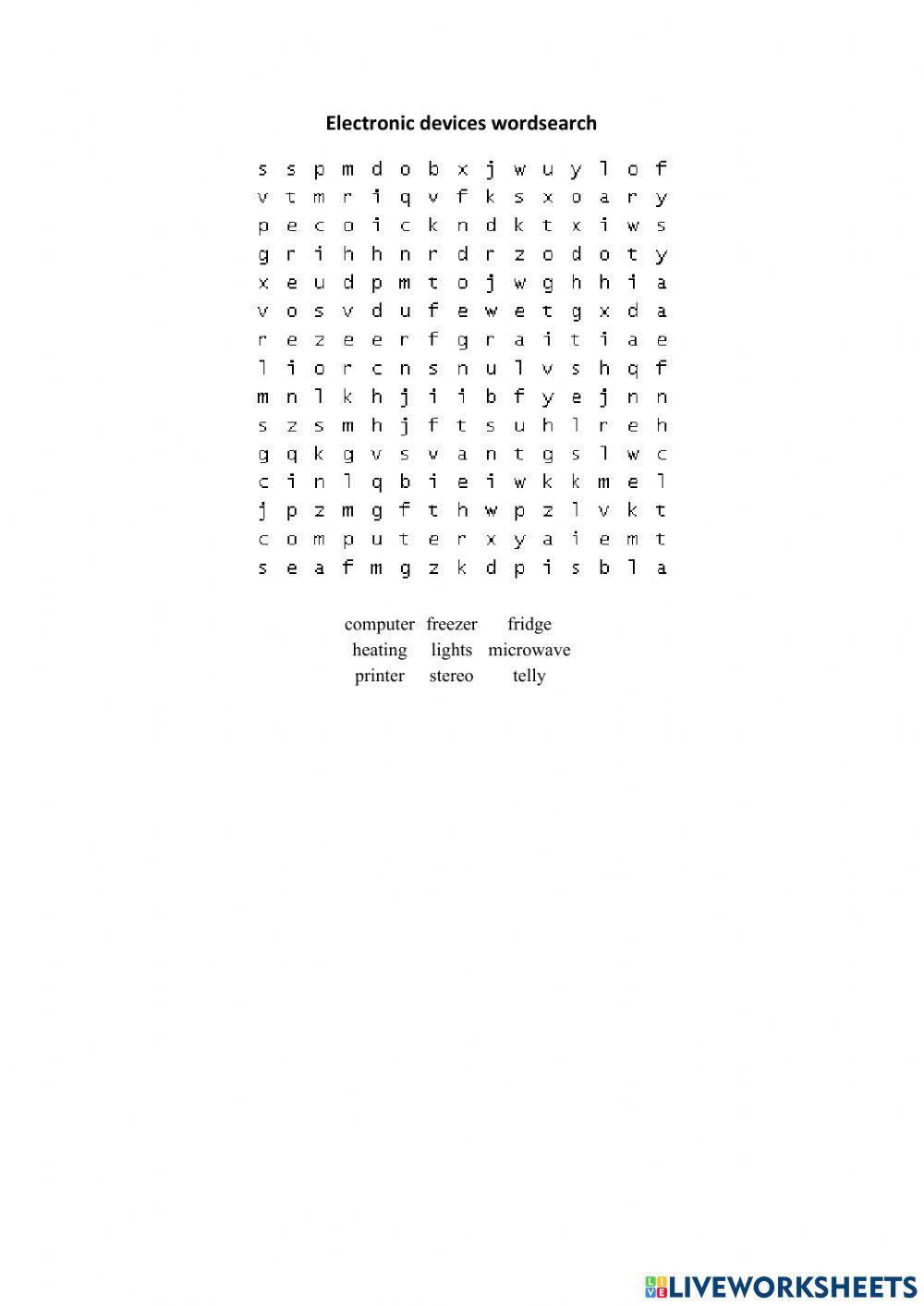 Electronic devices activity for pre-intermediate | Live Worksheets