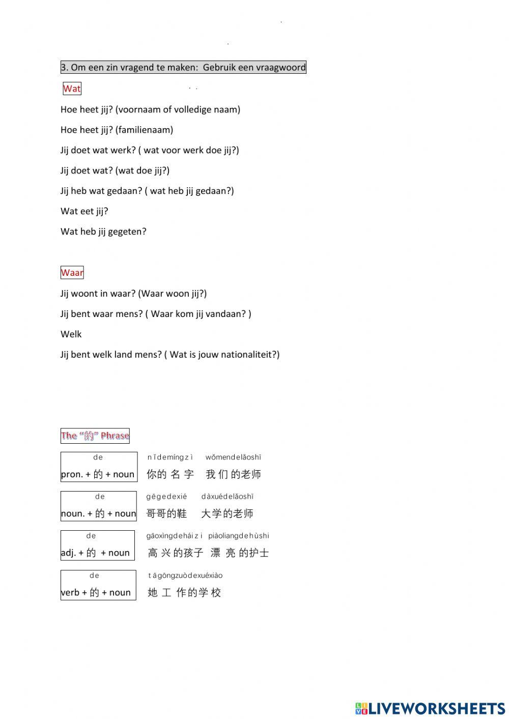 Om een zin vragend te maken worksheet | Live Worksheets