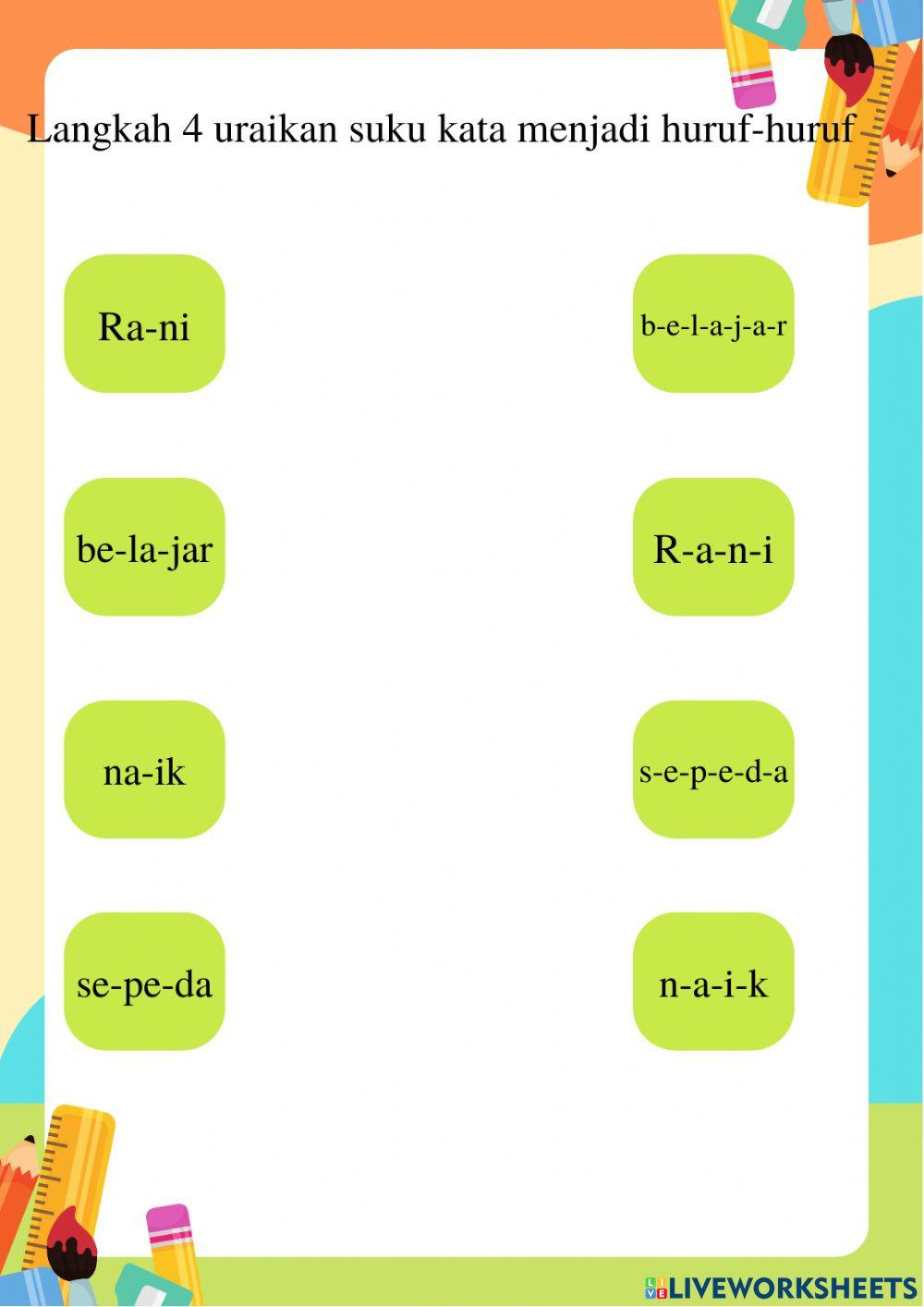 Membaca worksheet for 1 | Live Worksheets