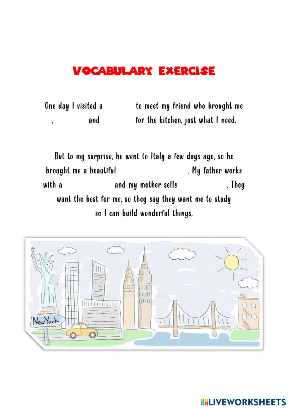 Vocabulary Exercise online exercise for sixth grade | Live Worksheets