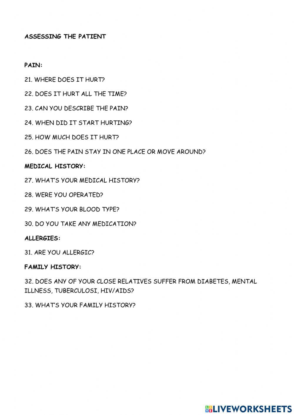 Assessing the patient 2221073 | anitaspadaro | Live