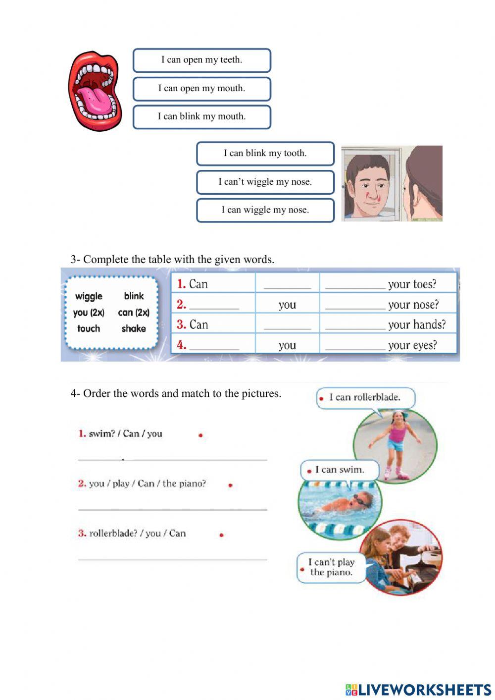 Body verbs and … | Free Interactive Worksheets | 2221323