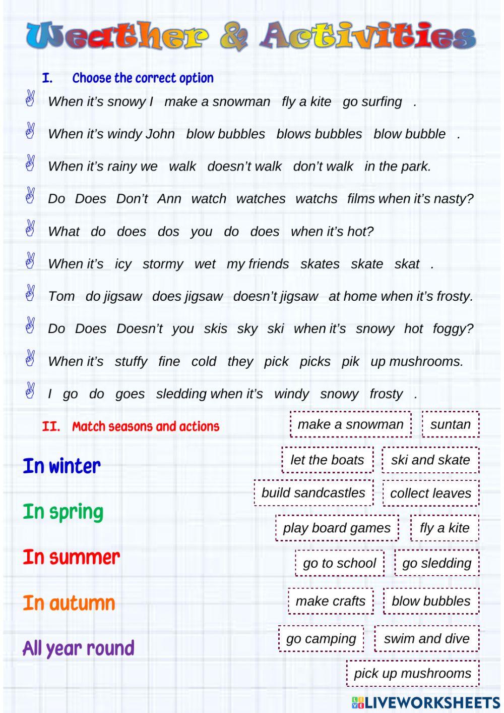 2221688 | Weather & Actions | Marina | LiveWorksheets