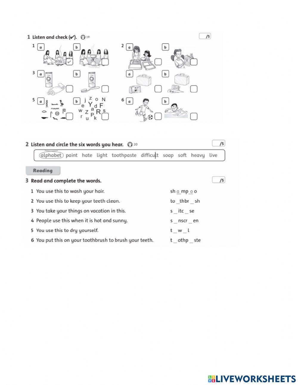 Revision of units1,2,3 worksheet | Live Worksheets