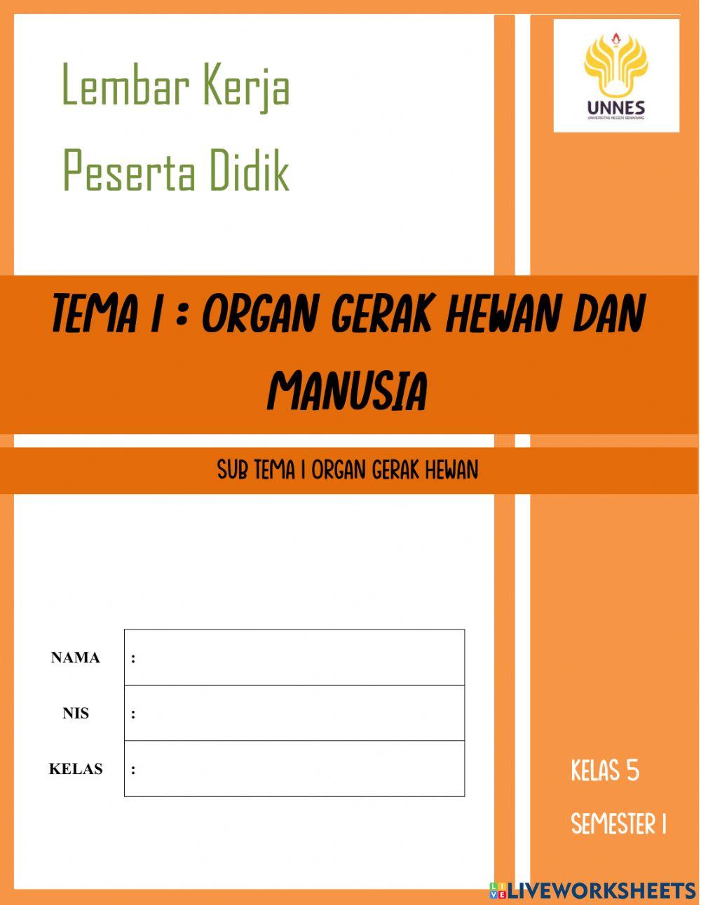 Liveworksheet-IPA-Kelas 5 Tema 1 Subtema 1 Pembelajaran 1-K7 online exercise for | Live Worksheets