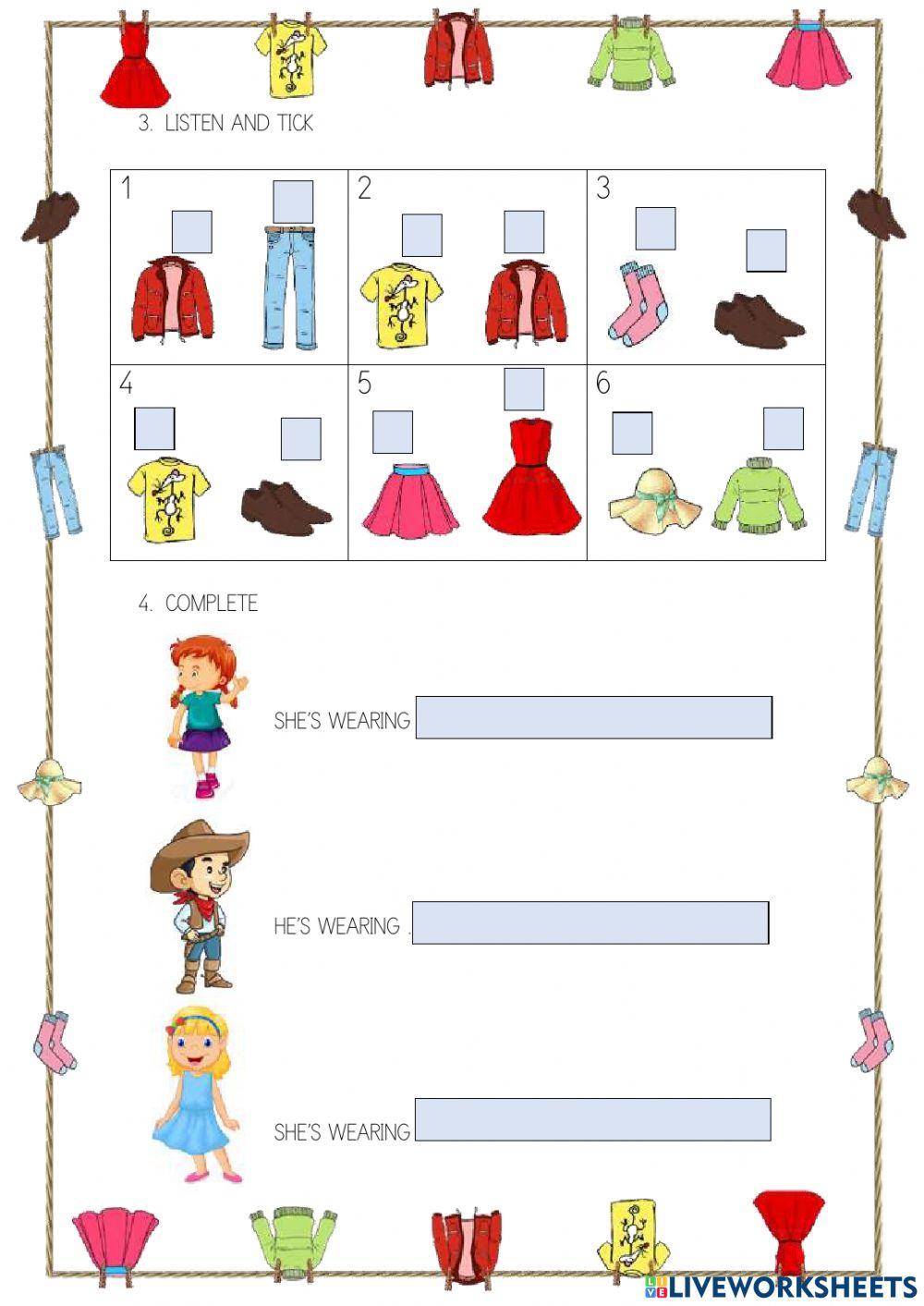 Clothes | Free Interactive Worksheets | 2222044