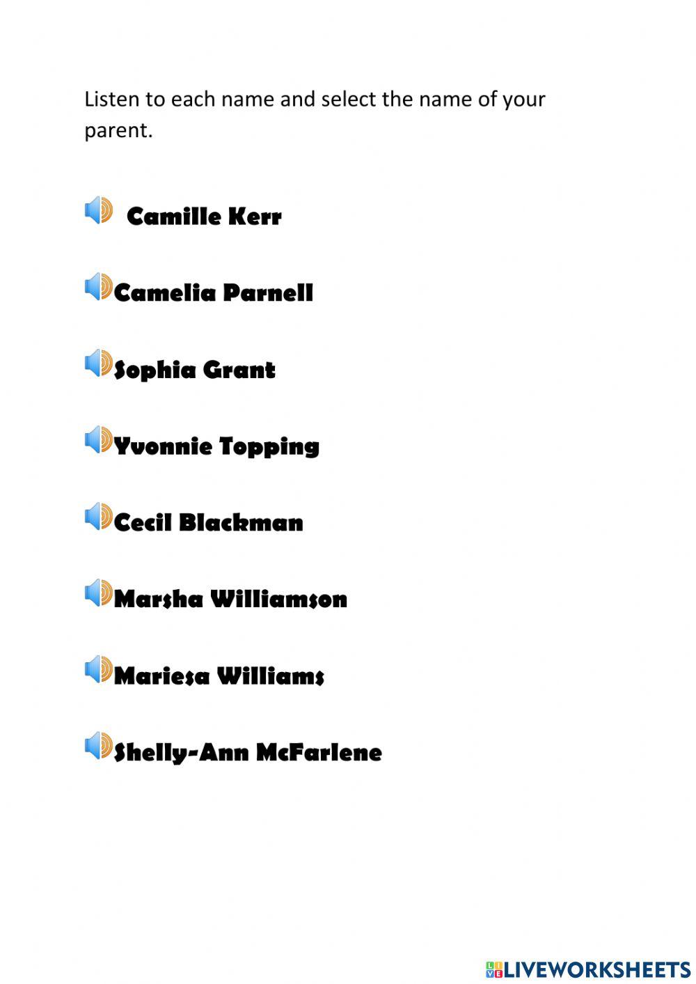 Proper Nouns- Names of people online exercise for | Live Worksheets