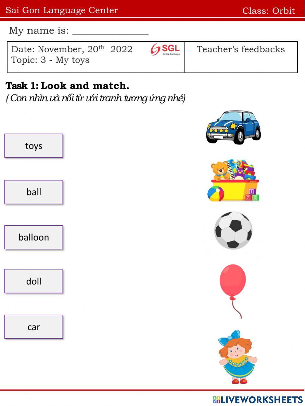 Topic 3: My toys worksheet | Live Worksheets