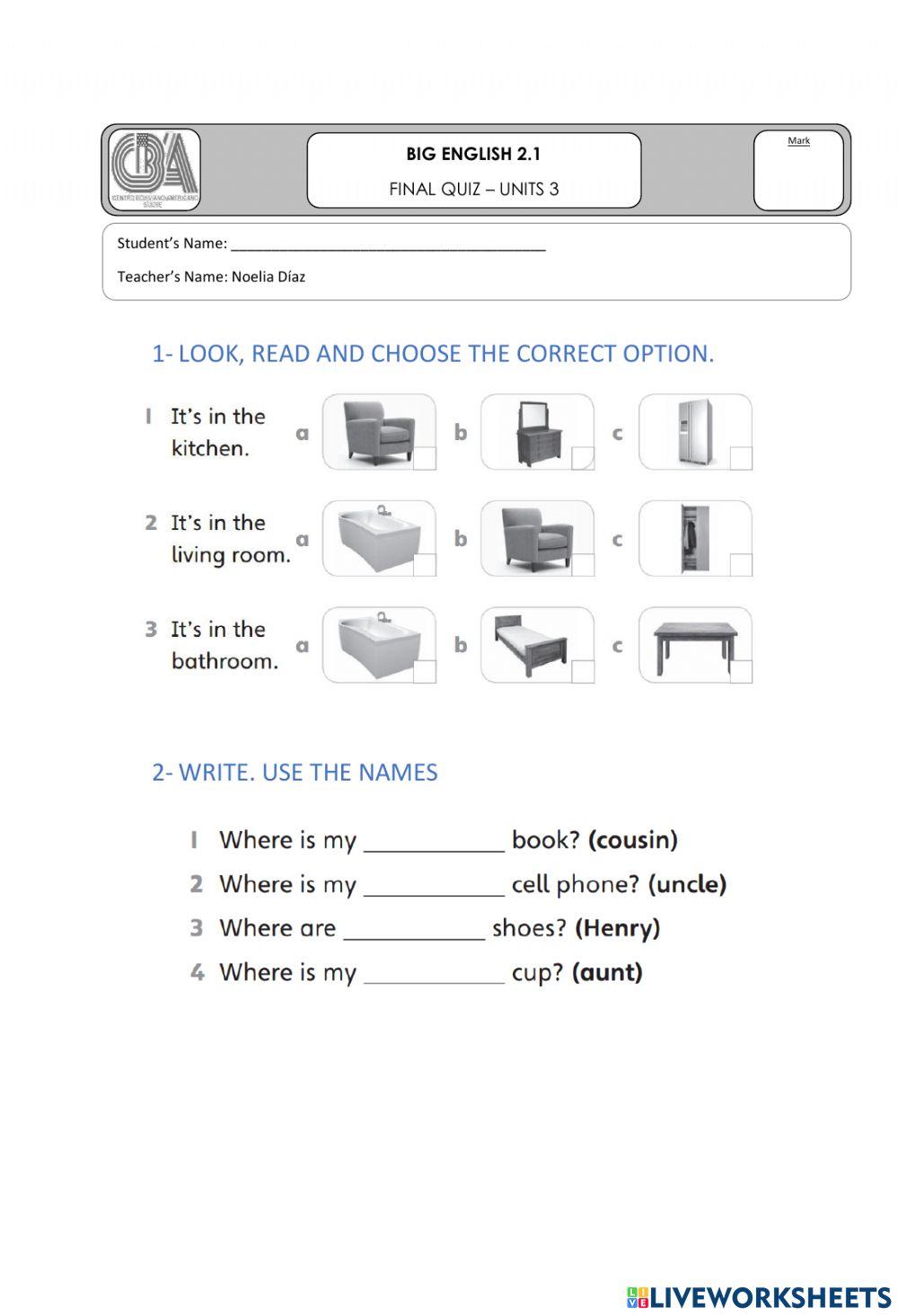 BiG ENGLISH 2.2 UNIT 3 online exercise for | Live Worksheets
