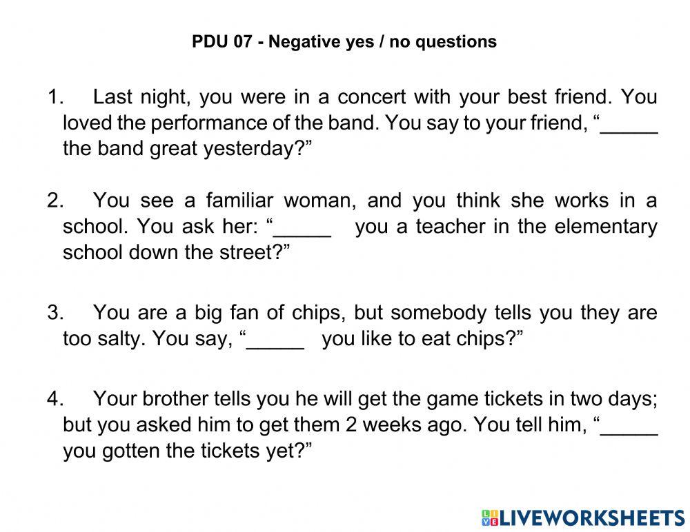 PDU 07 - Negati… | Free Interactive Worksheets | 2222726