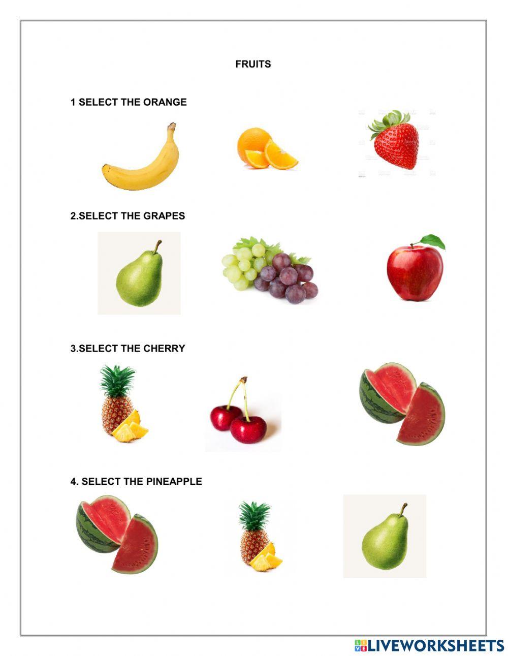 Fruits online exercise for INGLÉS | Live Worksheets