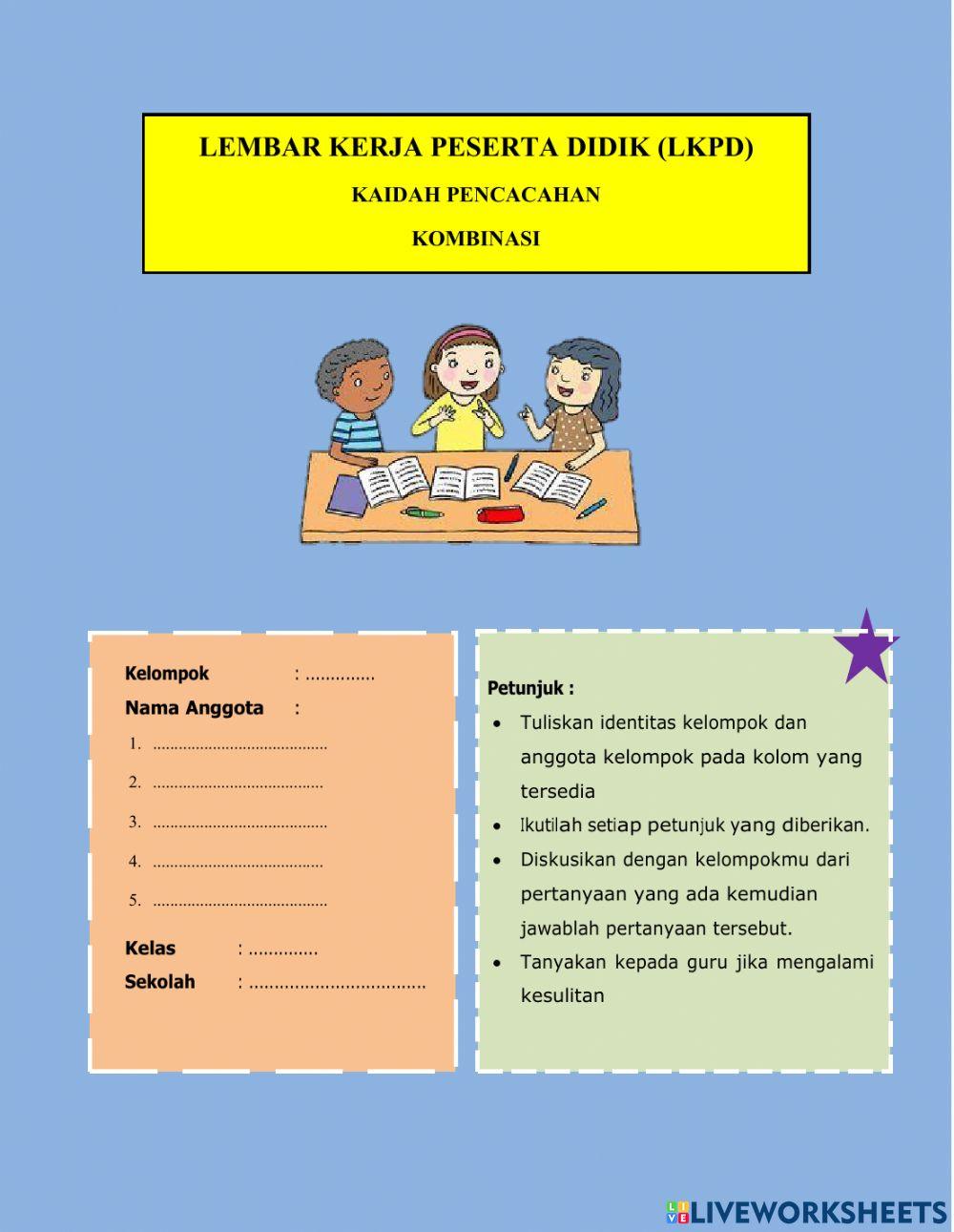 Lkpd kombinasi worksheet for 12 | Live Worksheets