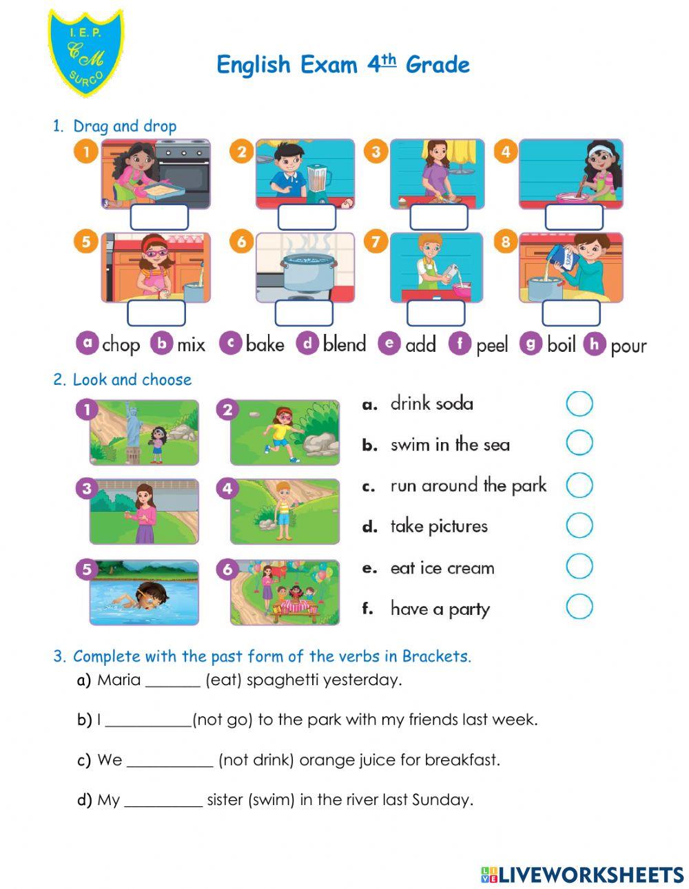 4men English exam 4th worksheet | Live Worksheets