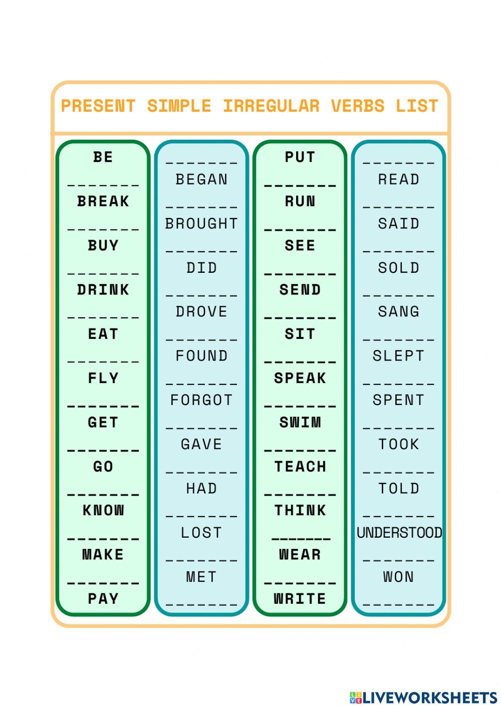 2223080 | Irregular verbs list past simple | SUBTITLESOFF