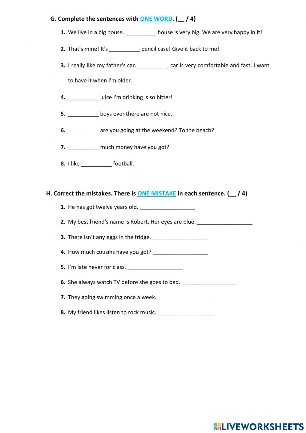Elementary - t1 - ge worksheet | Live Worksheets