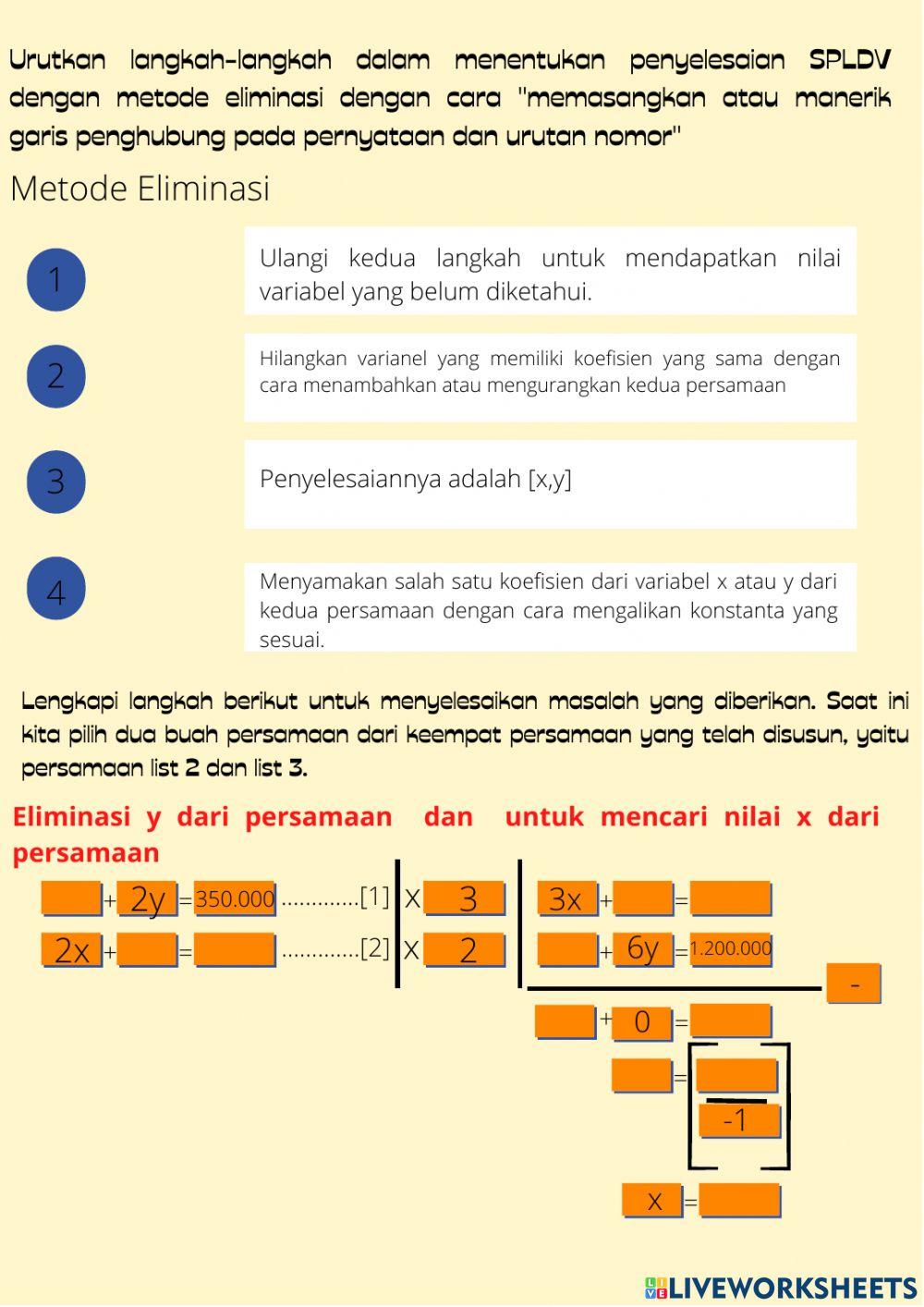 Spldv online exercise for 8 | Live Worksheets