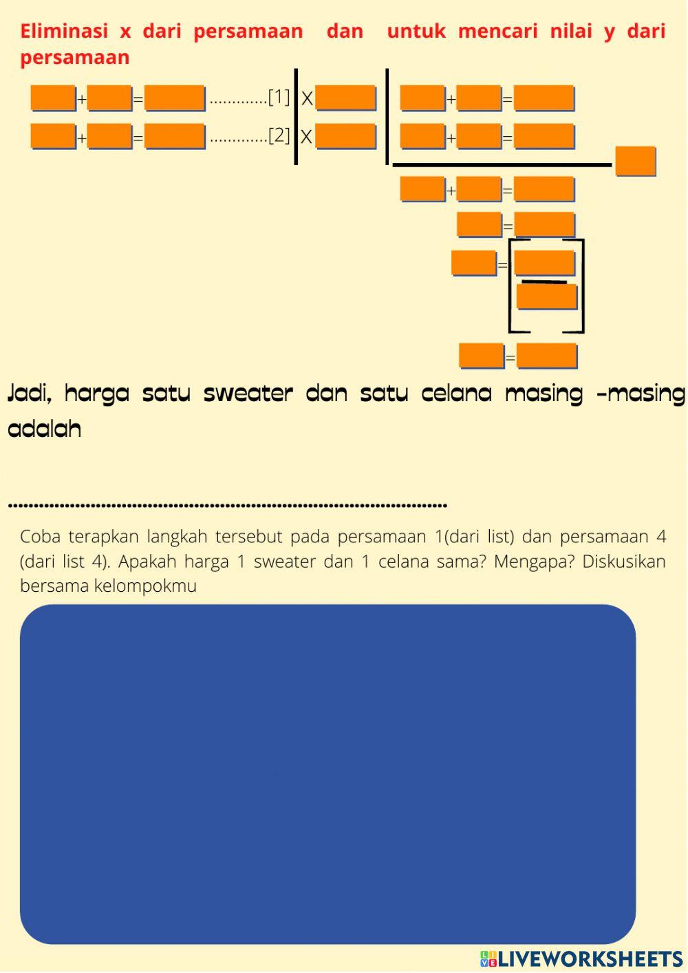 Spldv interactive worksheet for 8 | Live Worksheets