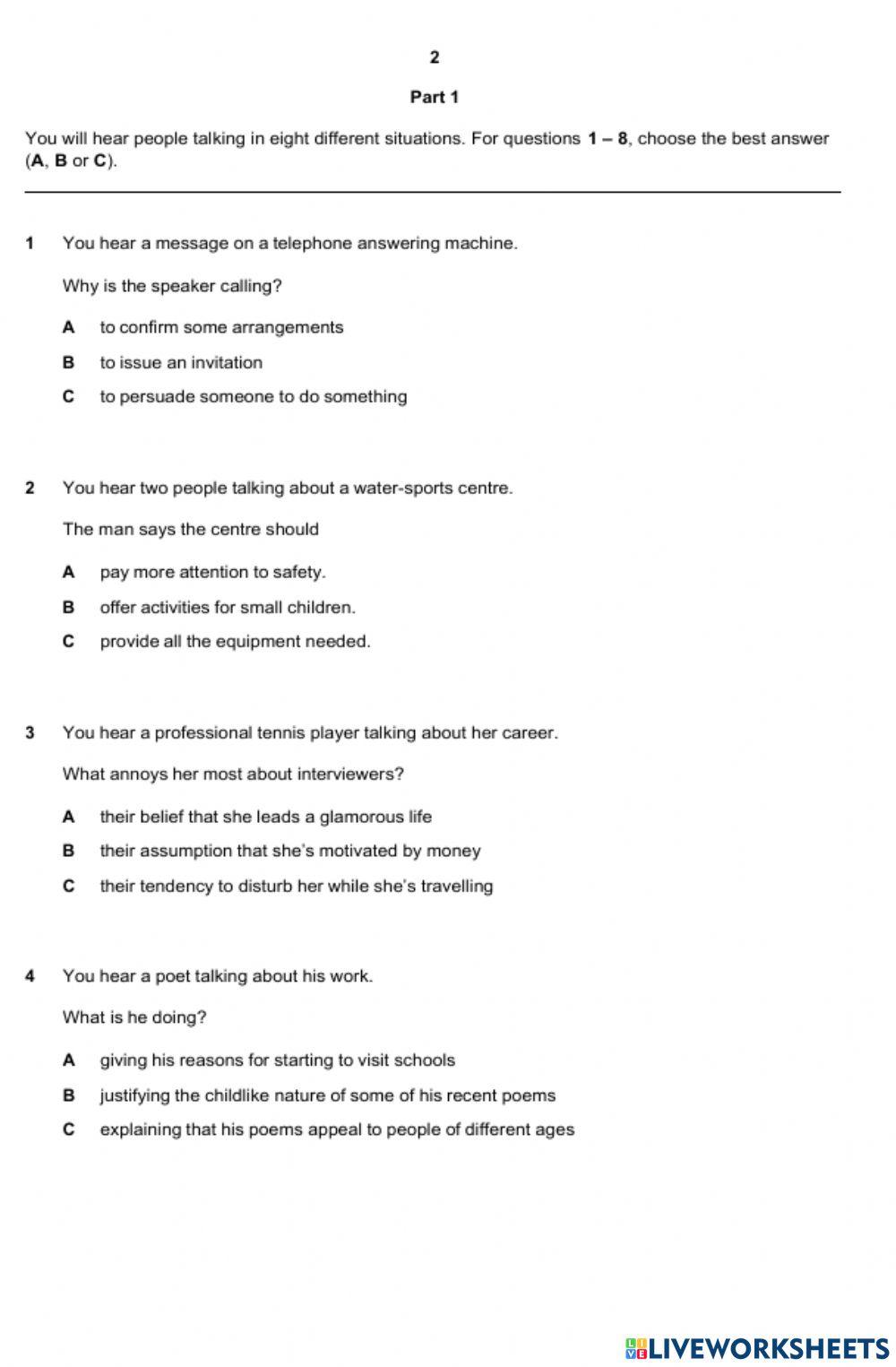 Listening Paper Practice worksheet | Live Worksheets