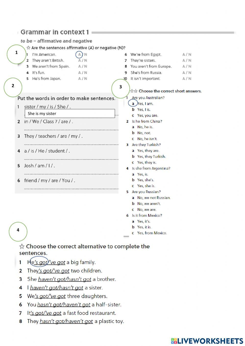 Grammar online exercise for 1st secondary | Live Worksheets