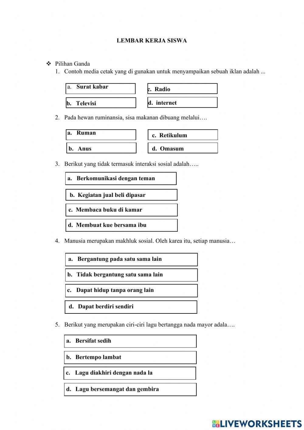 Belajar semangat ya worksheet | Live Worksheets