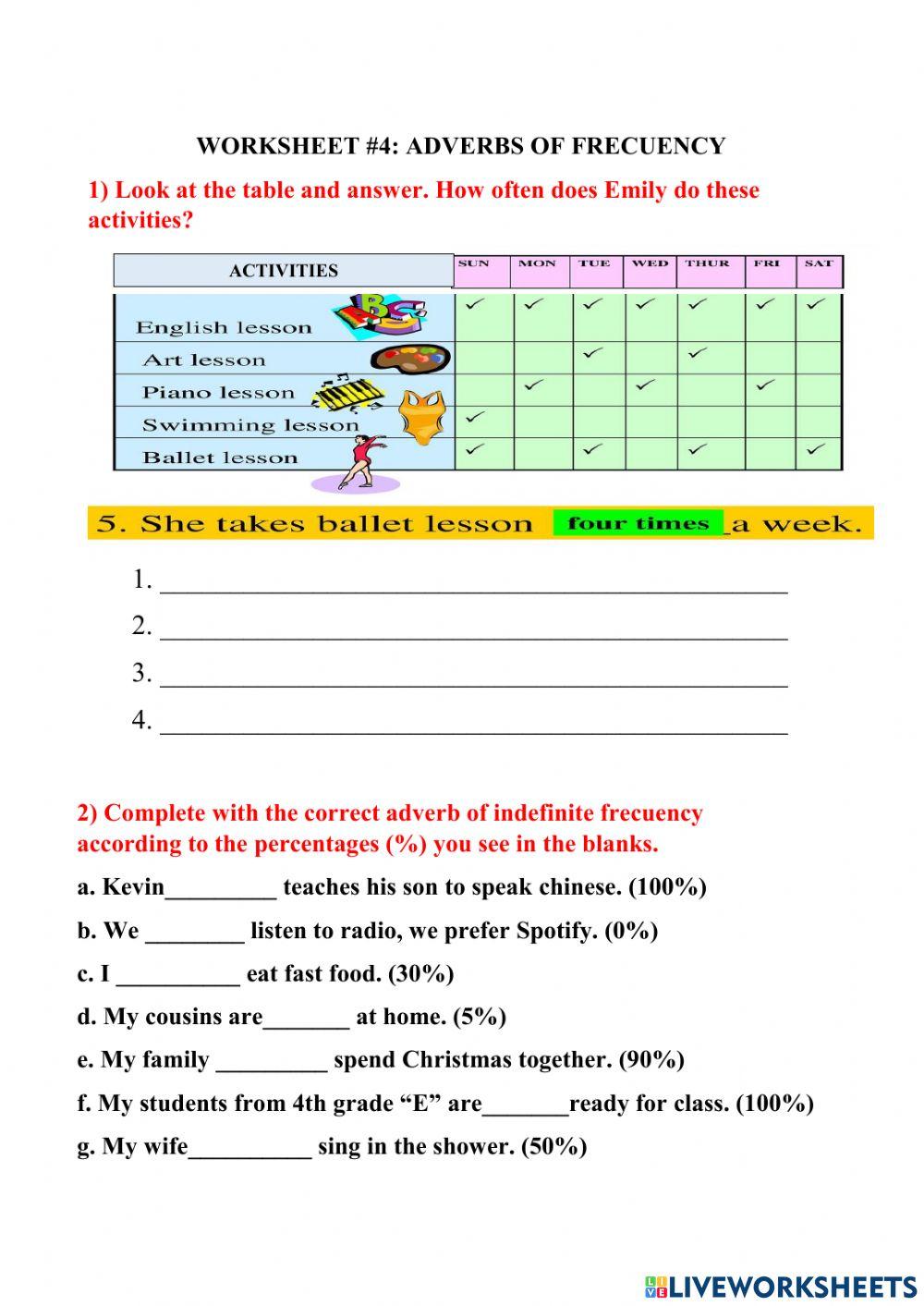 How often do you do an activity? worksheet | Live Worksheets