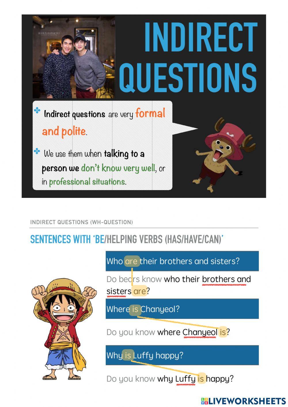 Indirect questi… | Free Interactive Worksheets | 2224188